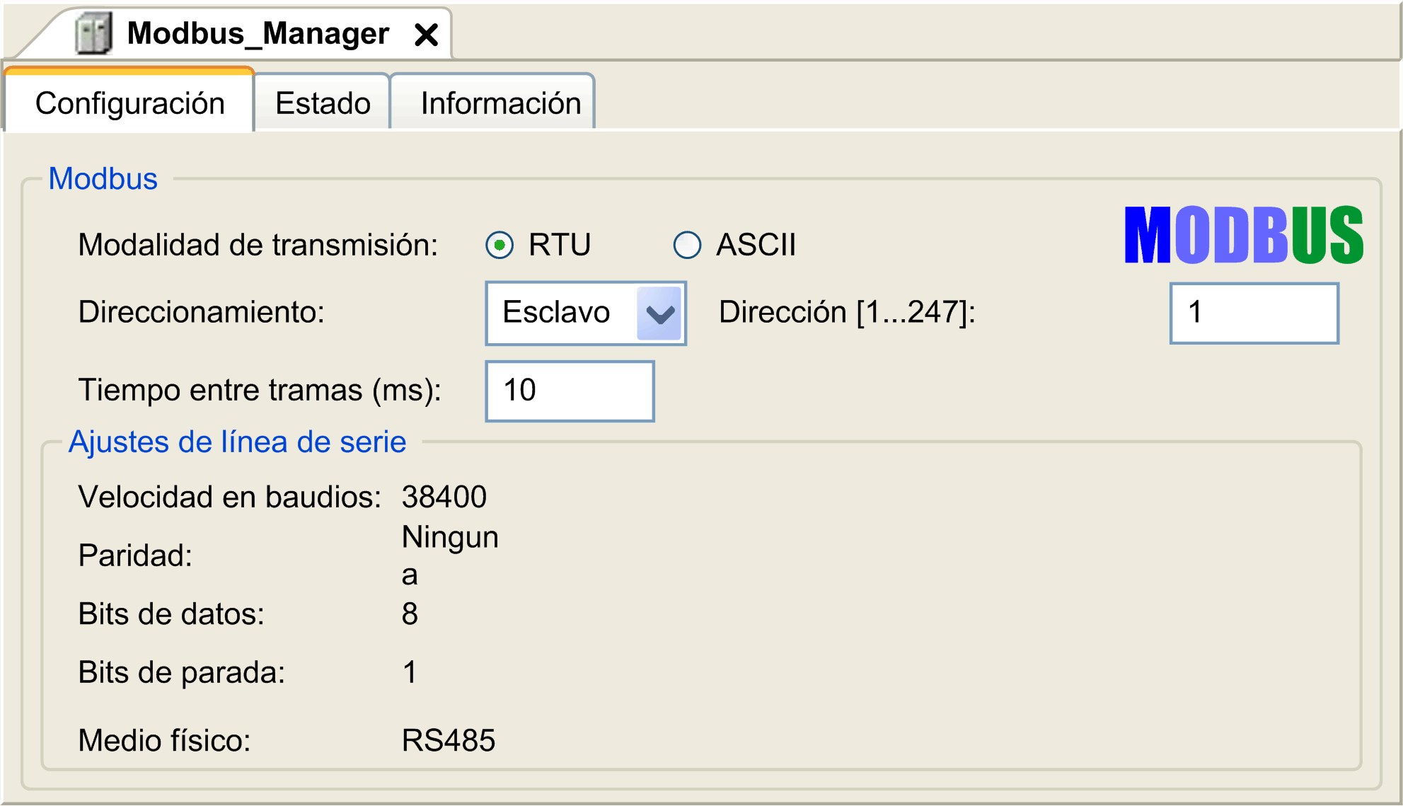 Administrador de Modbus